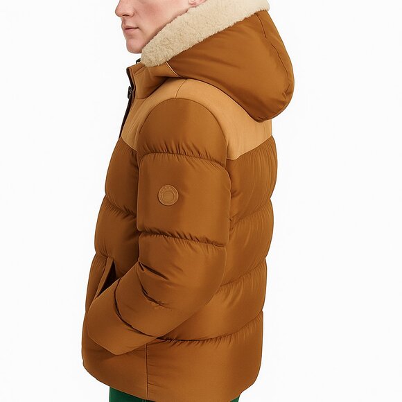 UGG | Jackets & Coats | Ugg Shasta Down Puffer Jacket Suede Leather ...